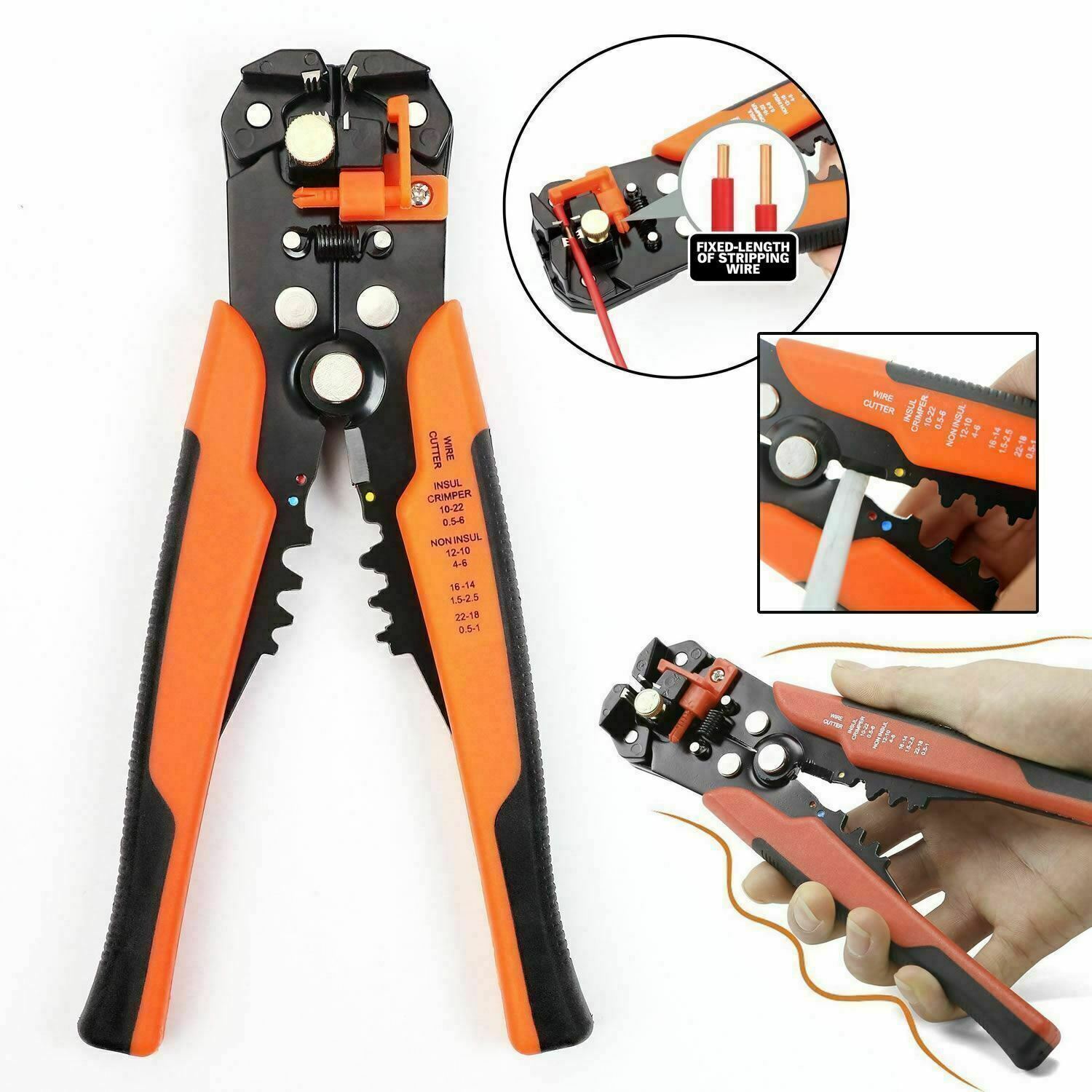 Orange Black Self Adjustable Cable Wire Crimper Automatic Wire Stripper ...